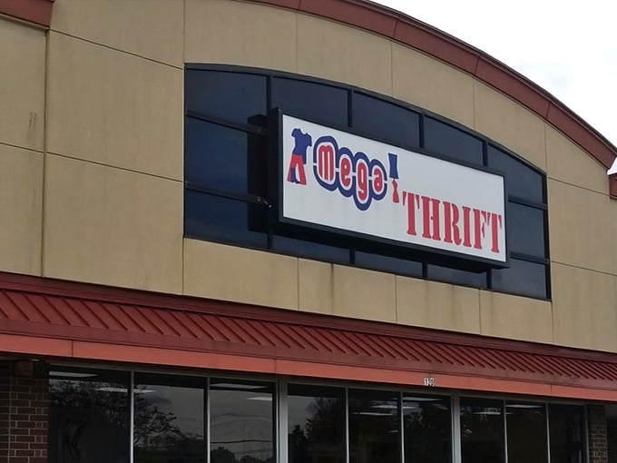 That distinctive red and blue storefront welcomes thrifters to Winston-Salem's treasure trove of secondhand spectacular finds.