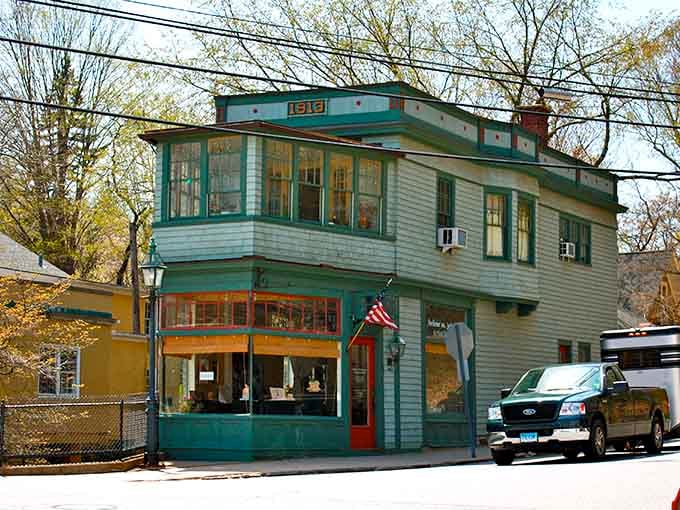 Main Street Chester looks like someone colorized a vintage postcard and then decided to make it three-dimensional and fully functional.