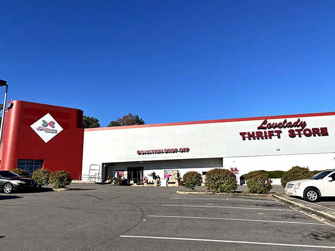 That distinctive red and white exterior isn't just a building, it's a beacon calling bargain hunters home.