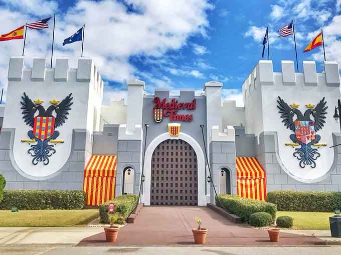 That's not a movie set, that's your dinner destination looking like it conquered the Grand Strand one turret at a time.