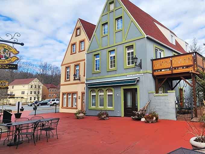 Those colorful European-style buildings aren't a mirage&mdash;welcome to Adamstown's charming shopping district where antiques meet architecture.