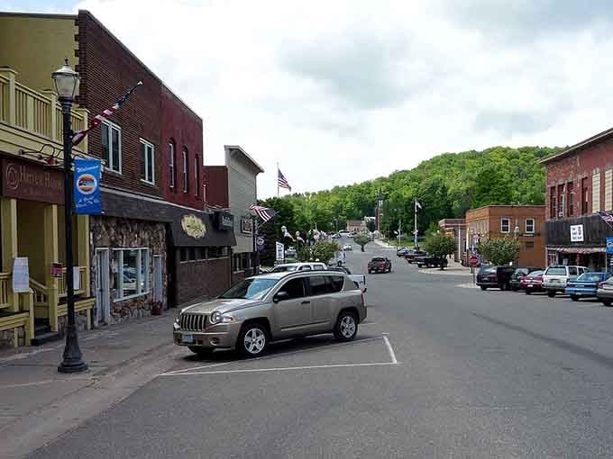 Downtown Munising stretches out like a postcard from a simpler time, where brick buildings outnumber traffic jams.