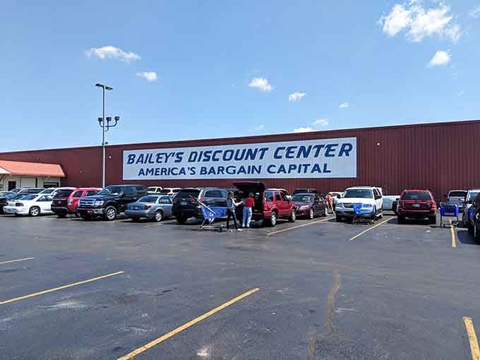 That packed parking lot tells you everything: when a place calls itself America's Bargain Capital, people believe it.