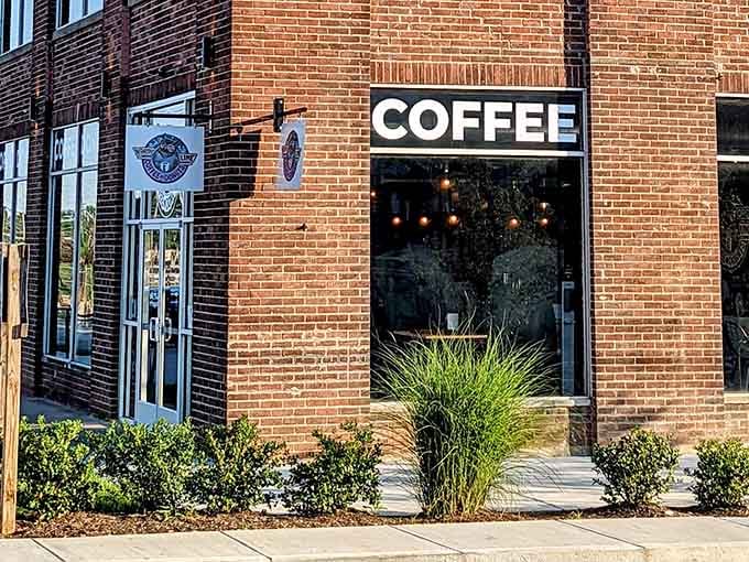 The brick facade and welcoming storefront promise something special waiting inside for your taste buds.