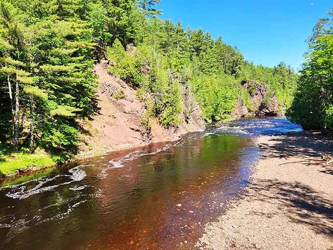The Bad River shows off its copper-tinted personality, painting the rocks in shades that'd make any artist jealous.