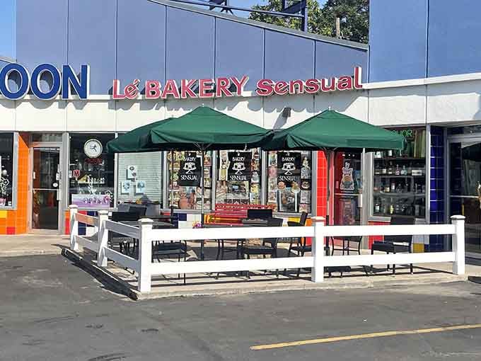 The colorful storefront beckons like a beacon of sweetness, complete with outdoor seating for prime people-watching opportunities.