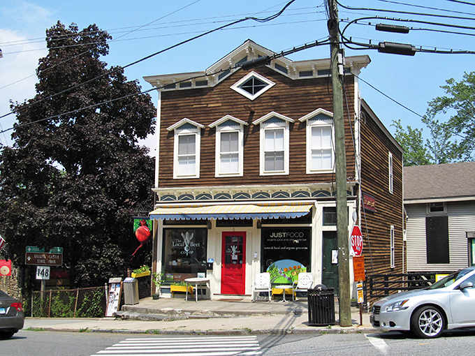 Classic New England storefronts wearing their history like a well-loved cardigan, complete with character lines and charm.