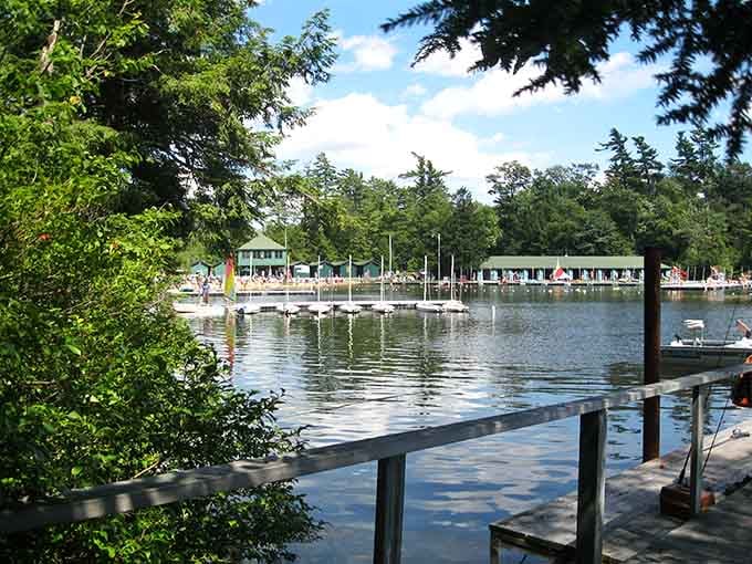 That impossibly blue water isn't a filter&mdash;it's just Eagles Mere showing off its natural glacial beauty.