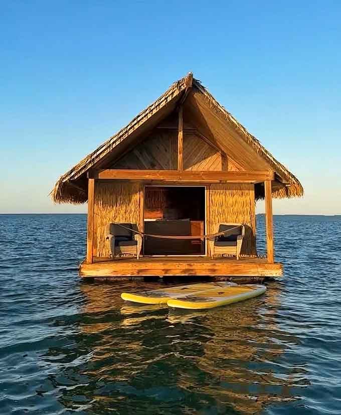 Your floating paradise awaits, complete with thatched roof and water views that make passports feel unnecessary.