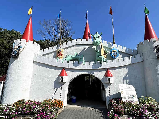 Those red-topped turrets and cheerful dragons make this castle the most photographed entrance in Howard County, guaranteed.