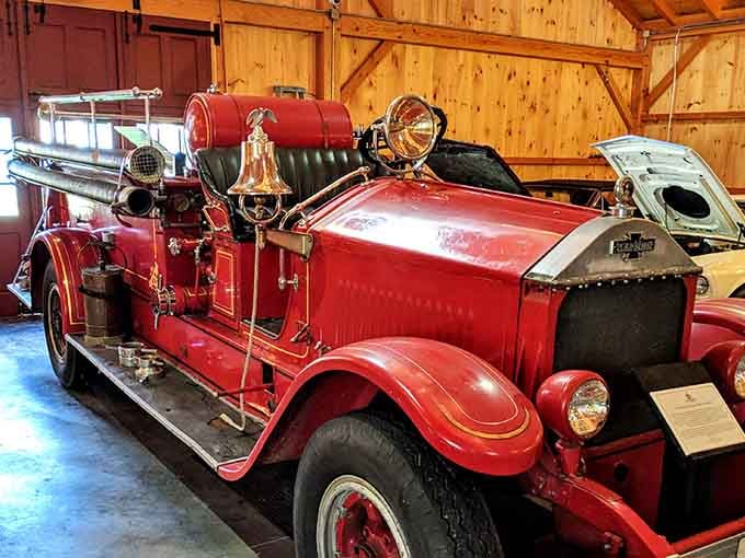 That classic red sports car parked outside isn't just decoration, it's your first hint at the treasures waiting inside.