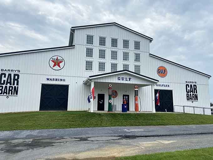 That vintage gas station facade isn't just for show, it's your gateway to automotive heaven in the heart of Amish Country.