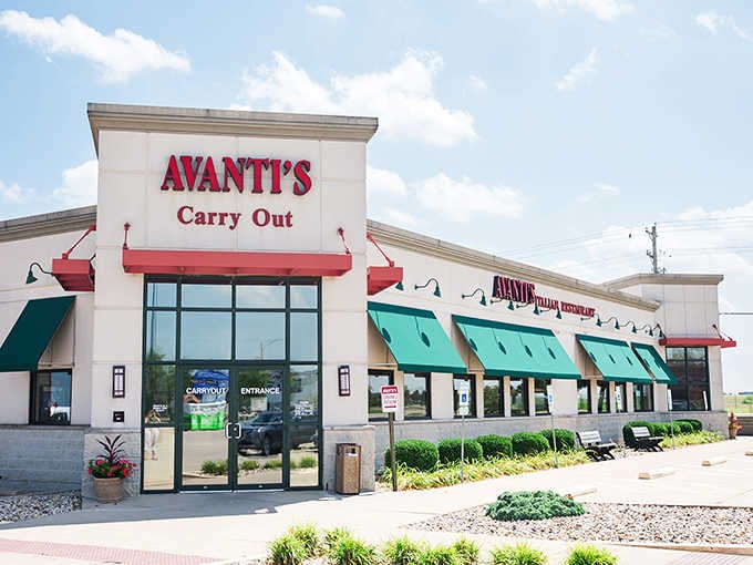 That red and teal awning combo is calling your name louder than your Italian grandmother at Sunday dinner.