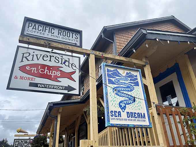 That weathered wooden charm tells you everything: this place prioritizes what's on your plate over fancy facades.