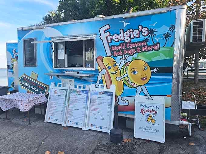 That cheerful hot dog mascot isn't just decoration, it's a promise of the happiness waiting inside this legendary trailer.