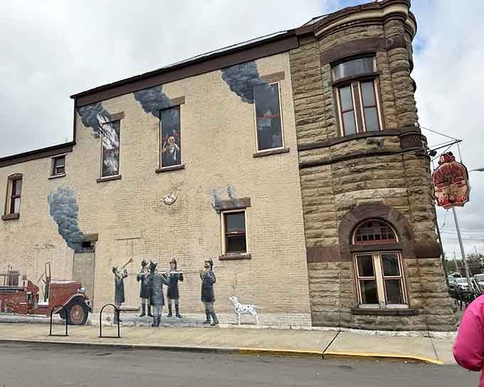 Those limestone walls and arched windows showcase the architectural beauty that makes this former fire station truly special.