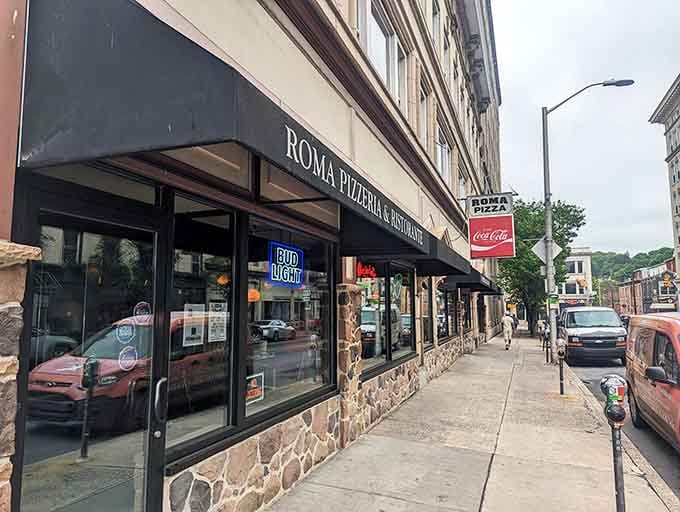 That stone facade isn't just for show; it's been watching over hungry Pottsville diners for generations.