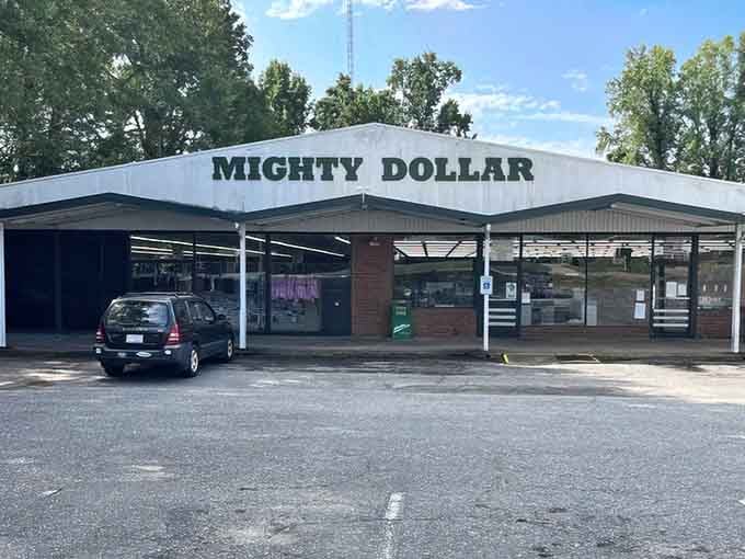 The unassuming exterior of Mighty Dollar belies the treasure trove of bargains waiting inside for savvy shoppers.