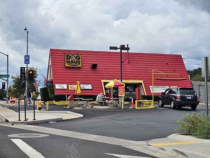 That giant red dog house isn't a mirage, it's your next favorite lunch spot calling your name.