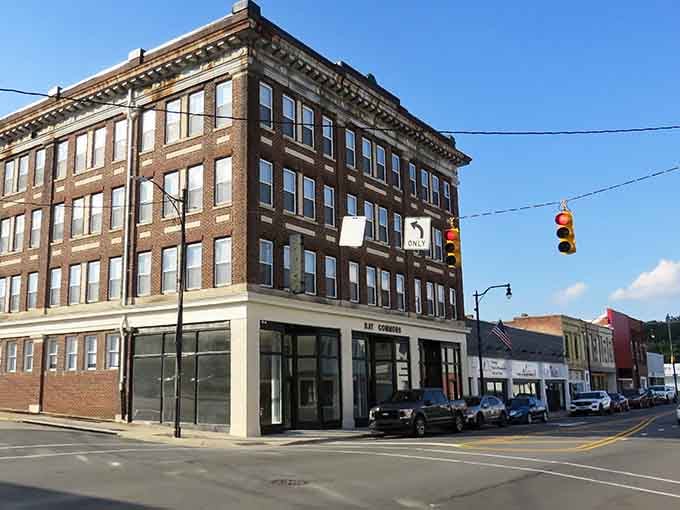 Four stories of historic brick architecture standing proud, reminding us that quality construction never goes out of style.