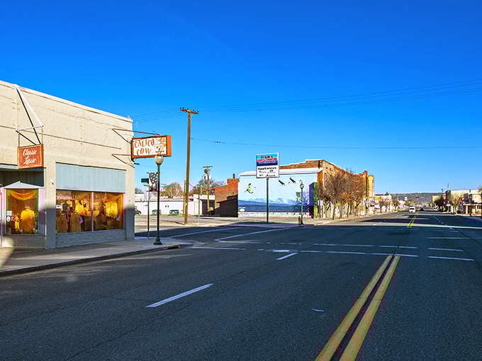 Downtown Alturas stretches out under that impossibly blue sky that only exists at high elevation and low population density.
