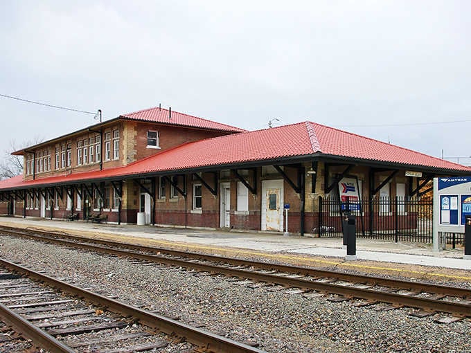 The historic train station stands as a proud reminder of Poplar Bluff's railroad heritage and small-town charm.