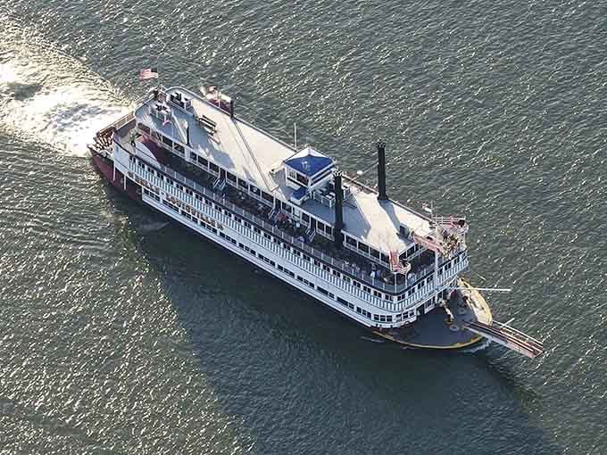From above, the Belle looks like a wedding cake decided to go for a leisurely swim down the river.