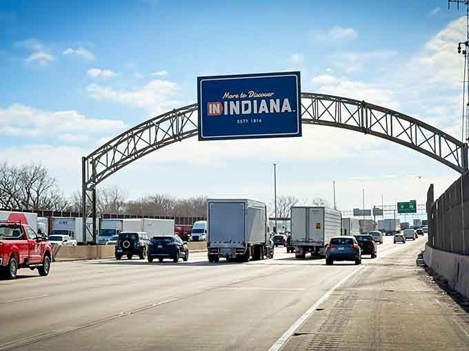 That blue sign spanning the highway isn't just metal and paint, it's your official permission to exhale.