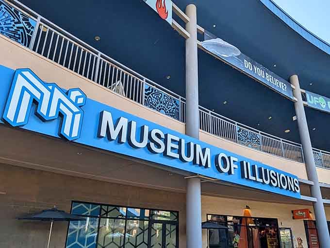 Your destination for delightful confusion awaits behind those geometric windows that already hint at visual trickery.