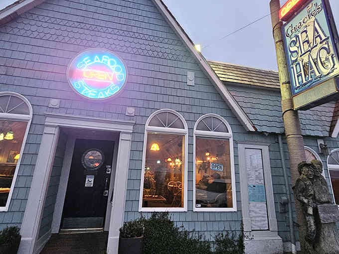 The glowing neon sign promises seafood dreams, and spoiler alert: this place absolutely delivers on that promise every time.