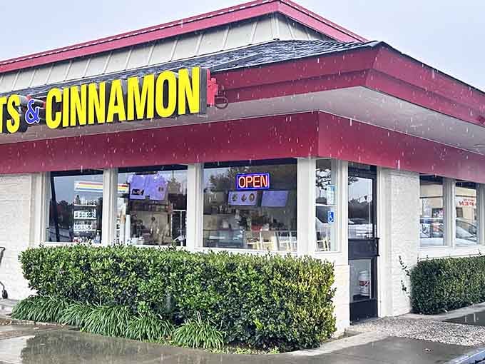 The landscaping is nice, but let's be honest, nobody's here to admire the shrubbery when glazed perfection awaits within.