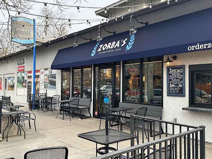 That signature blue awning isn't just for show&mdash;it's a beacon guiding hungry souls to Mediterranean bliss.