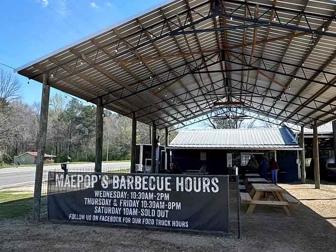 That "Saturday 10AM-SOLD OUT" warning isn't just marketing hype, it's a friendly heads-up from folks who know their brisket disappears faster than ice cream on a July afternoon.
