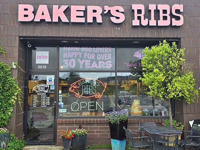 That cheerful storefront has been welcoming barbecue pilgrims for over three decades of smoky excellence.