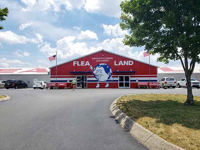 That red barn exterior isn't just for show, it's your gateway to Kentucky's ultimate treasure hunting adventure.
