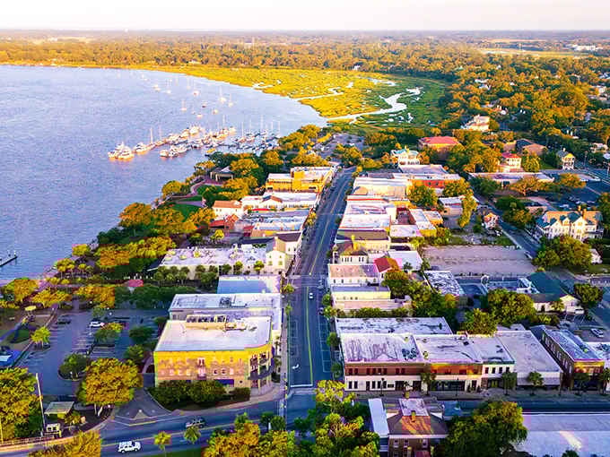 From above, this waterfront jewel reveals its secret: a perfect blend of history, nature, and small-town charm.