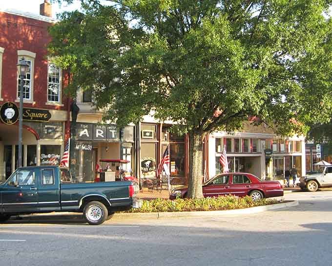 Main Street charm meets mature shade trees in this downtown scene that looks exactly like your favorite nostalgic memory feels.