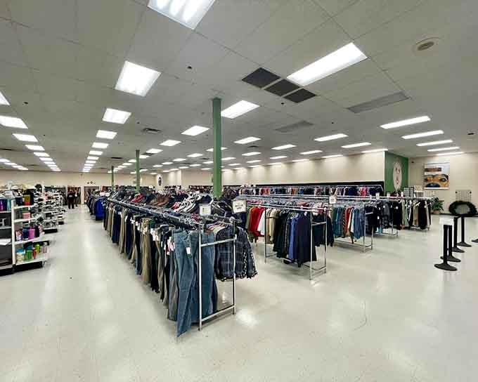 Rows of clothing stretch into the distance like a fashionista's fever dream come true.