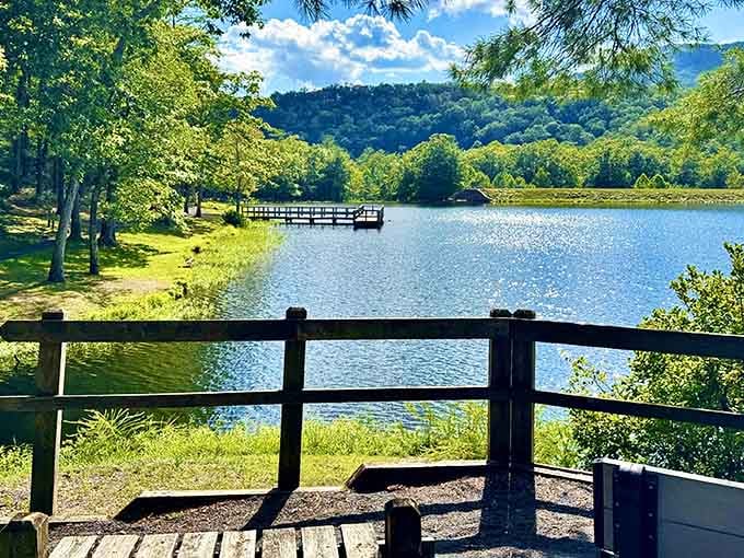 That wooden fence frames mountain views so stunning, even your phone camera can't mess them up.