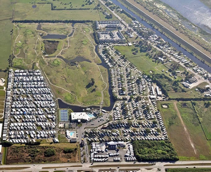 The aerial view reveals just how sprawling this resort really is, stretching across the Florida landscape like a happy village.