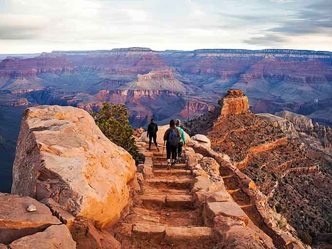 The ridgeline trail wastes no time showing off, delivering panoramic canyon views from your very first steps downward.