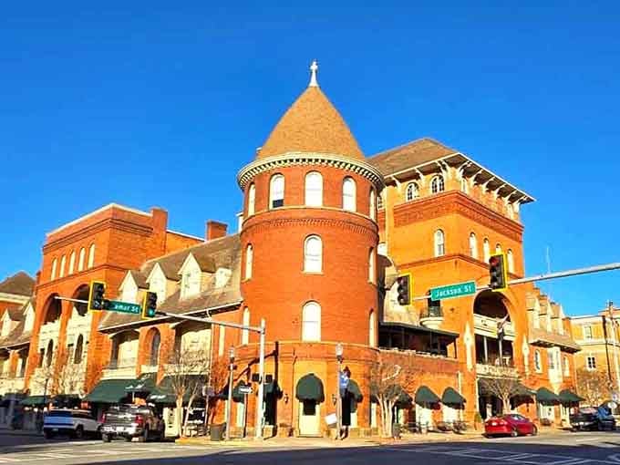 That distinctive tower isn't trying too hard, it just naturally commands attention like architecture's favorite overachiever.
