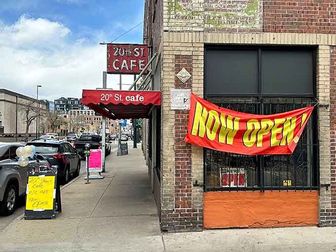 That bright red sign isn't subtle, but when your breakfast burritos are this legendary, why whisper?