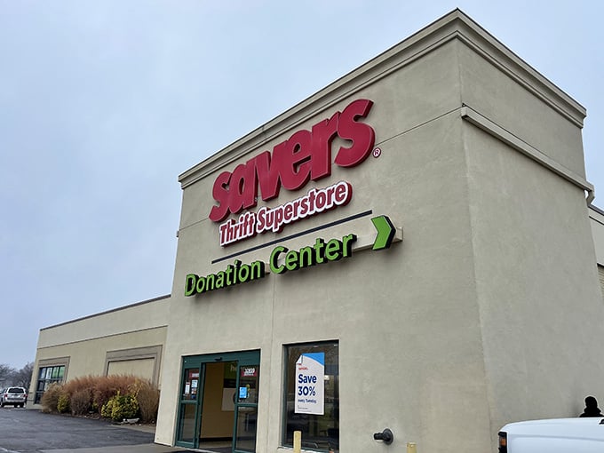 The red letters beckon like a siren song to bargain hunters across Illinois, promising treasures within.