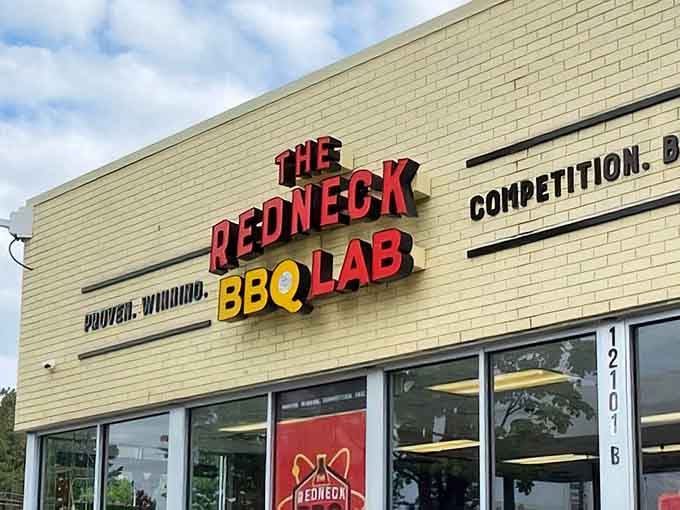 That storefront isn't shy about its credentials: "Proven. Winning. Competition. BBQ." displayed like a delicious dare.