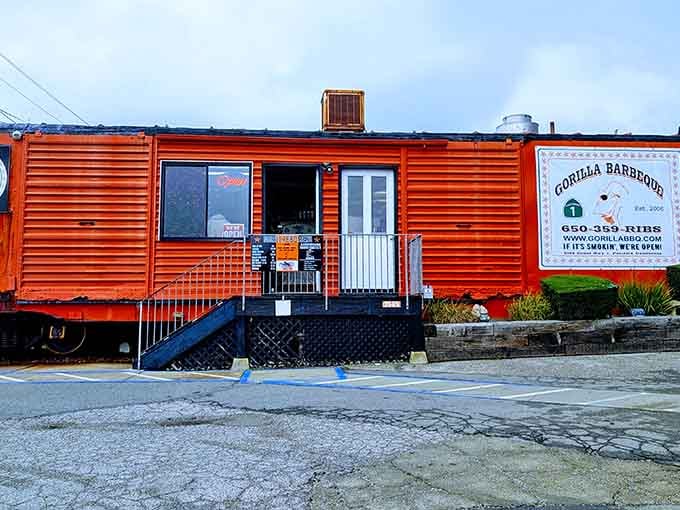 That bright red exterior isn't just eye-catching, it's a beacon calling all barbecue lovers to paradise.