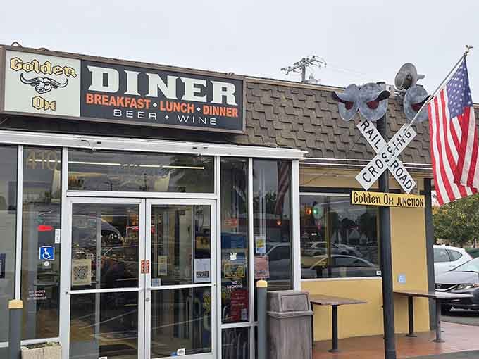 That railroad crossing sign isn't just decoration, it's fair warning that your breakfast is about to get derailed by pure joy.