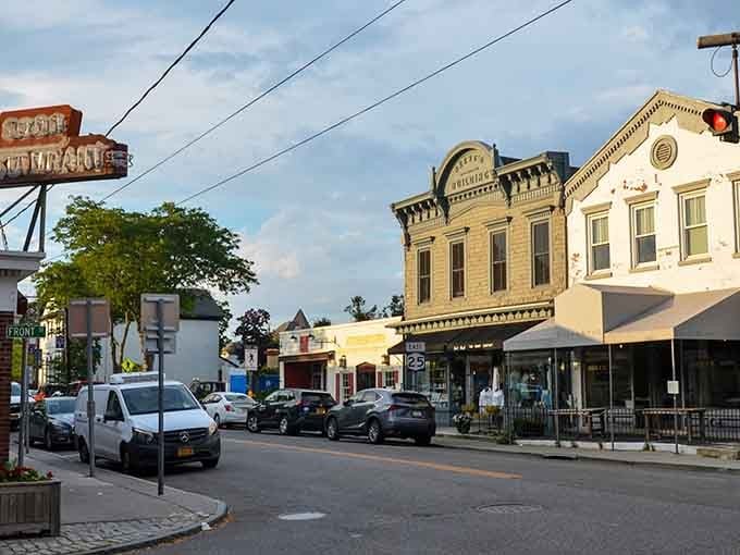 Historic Main Street where every storefront tells a century-old story and parking spots are pure gold.
