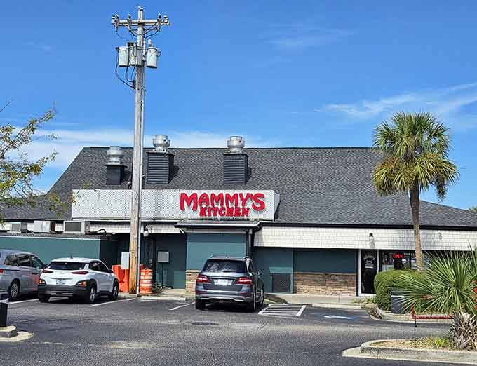 That bold red sign against the polka dots isn't just calling you, it's practically demanding your breakfast attendance.