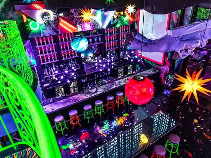 The view from above reveals a cosmic wonderland where every surface competes for your attention like stars in the galaxy.